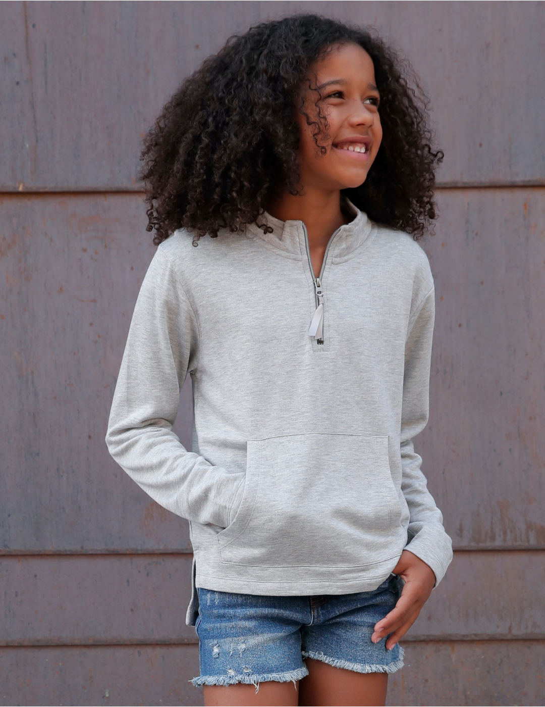 Shop Classic Youth Girls' Pullover Sweater | Kangaroo Pocket and Zipper ...